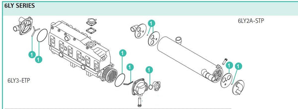 Yanmar 6LY Heat Exchanger Gasket kit for all 6LY Models - Marine Energy ...