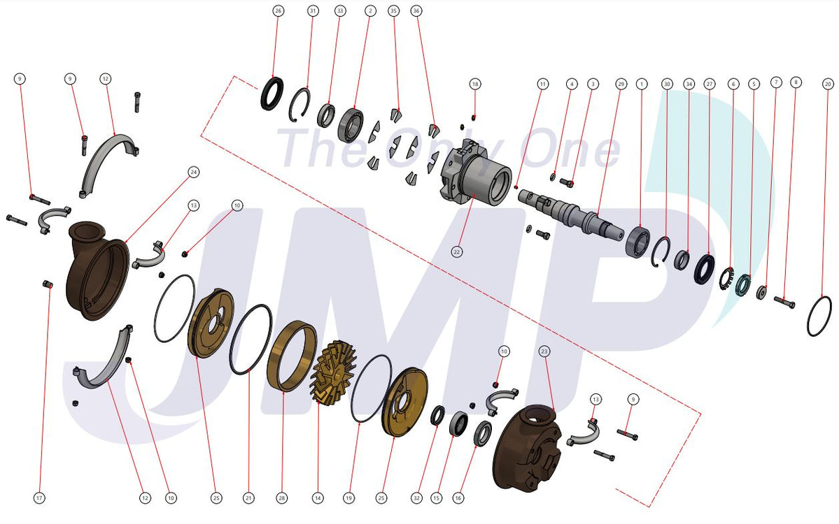Cummins KT19, KTA19M Seawater Pump 3049158, 3074540 Major Repair Kit A ...