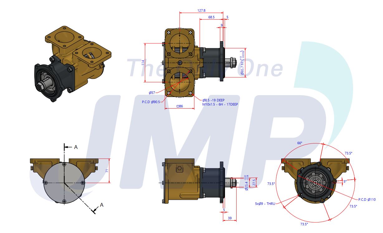 MAN D2676 Seawater pump 65.00600-0016 Aftermerket replacement JMP JPR ...