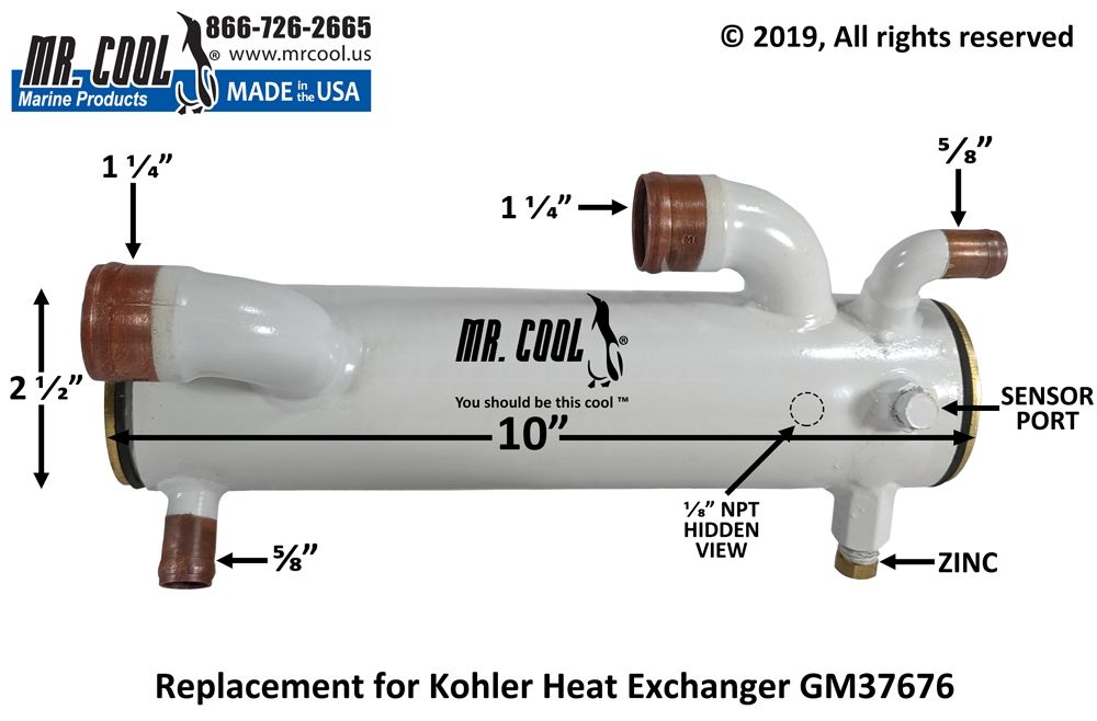 KOHLER 7EFOZD / 8.5EFOZD / 9EFOZD HEAT EXCHANGER GM37676 Replacement ...