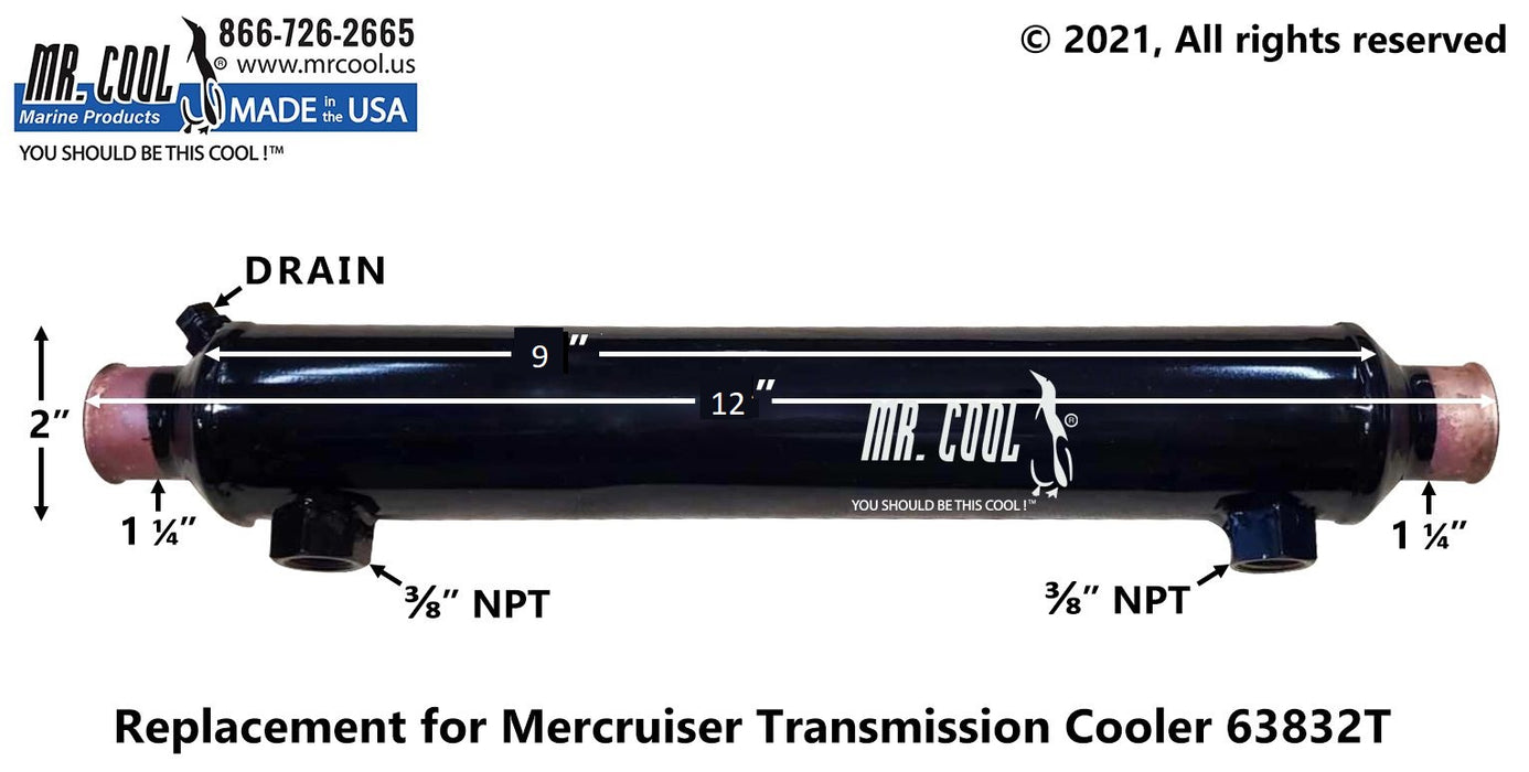 MERCRUISER TRANSMISSION OIL COOLER 63832A1, 63832T — Marine Energy Systems