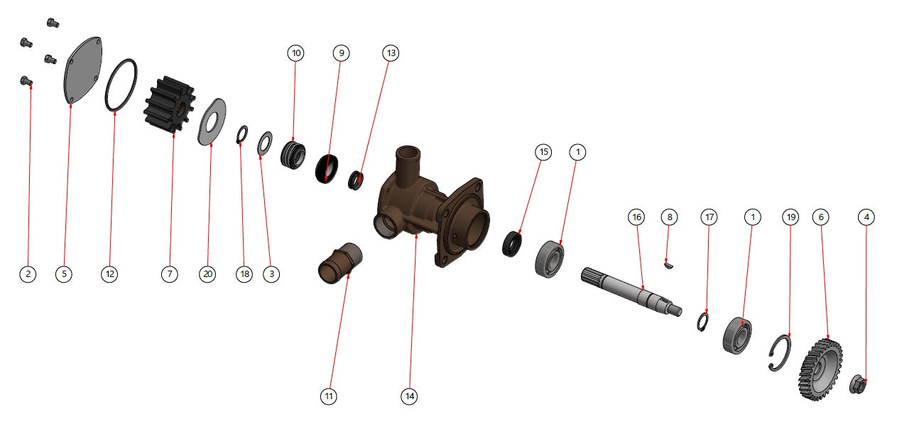 Yanmar 3JH4E, 3JH5E, 4JH5E Seawater Pump 129271-42502 Replacement ...