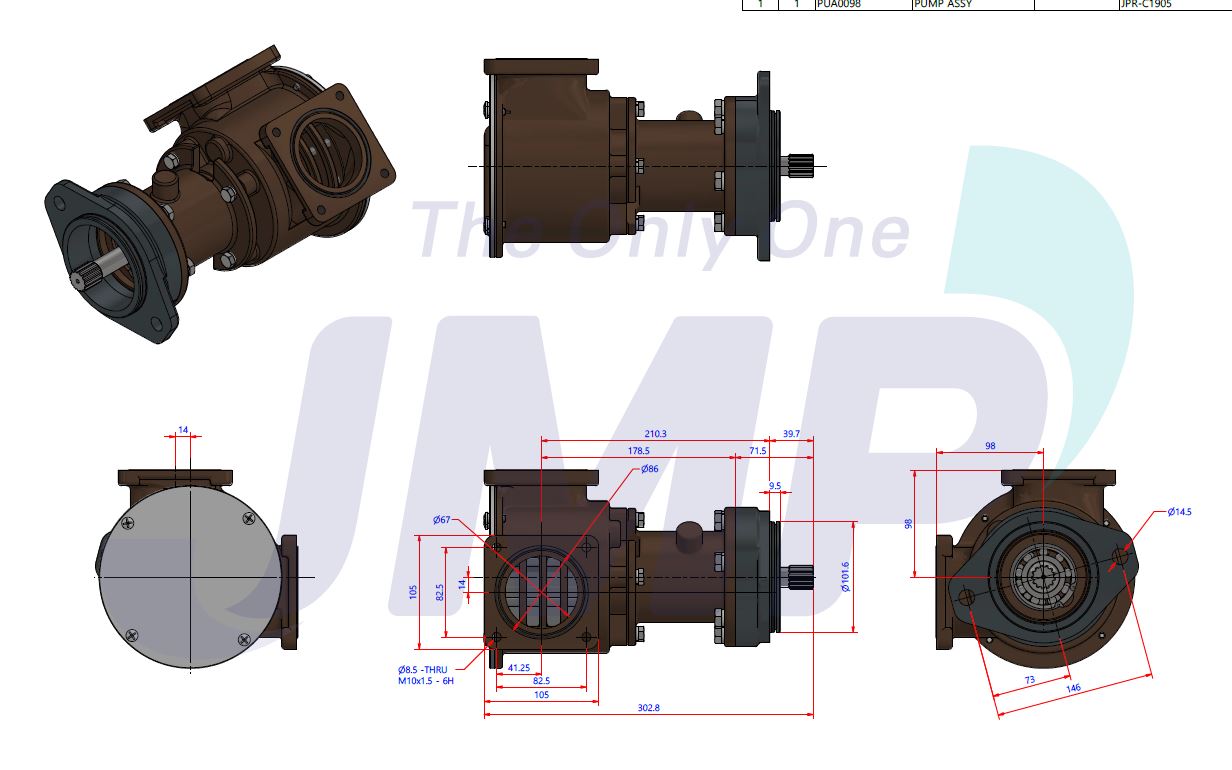 Cummins KTA19, QSK19 Seawater Pump 3866609 Replacement JMP C1905 ...